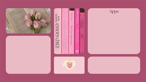 There Are Pink Books And Flowers On The Shelf