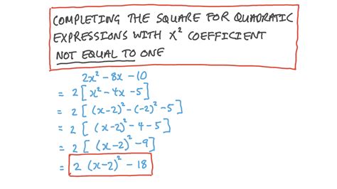 completing the square with a coefficient question video solving quadratic equations by