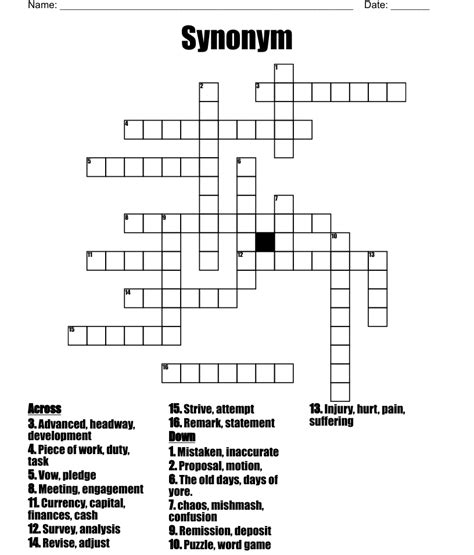 Synonym Crossword WordMint