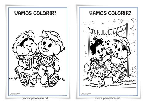 Livro de colorir Turma da Mônica na Festa Junina grátis para você