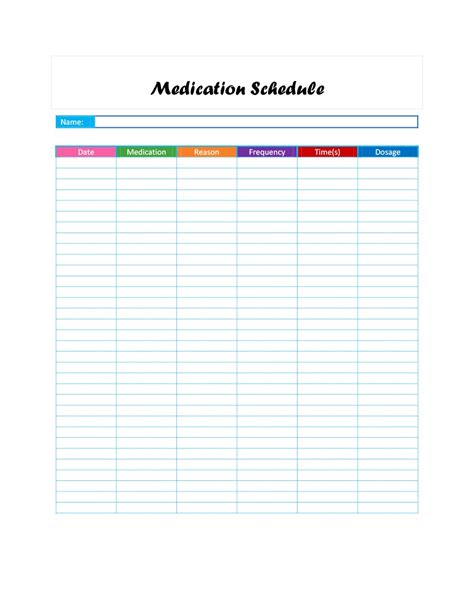 Medication Chart Printable