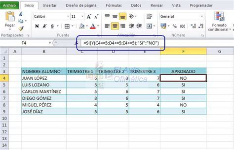 El Aula Ofimática Funciones lógicas Y y O en Excel