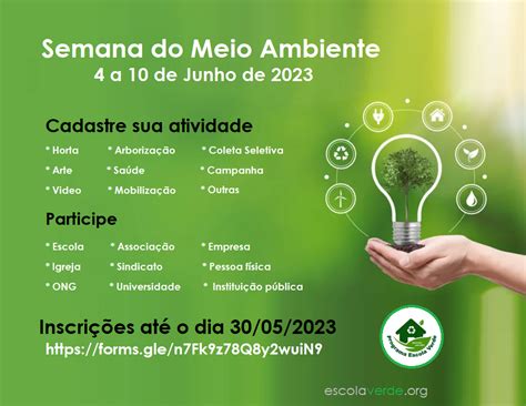 SEMANA DO MEIO AMBIENTE CADASTRO DE ATIVIDADES Programa Escola Verde