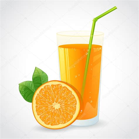 Um Copo De Suco De Laranja E Metade De Laranja Madura Isolado Vetor