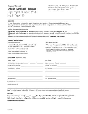 Fillable Online Eli Syr Legal English Application Form Pdf K