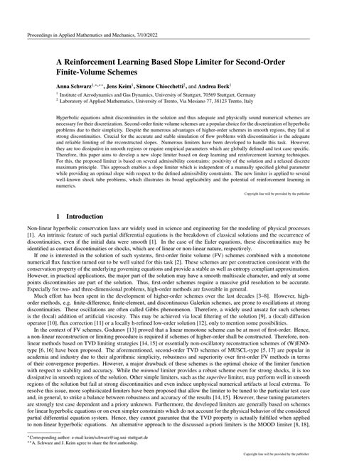 pdf a reinforcement learning based slope limiter for second order finite volume schemes