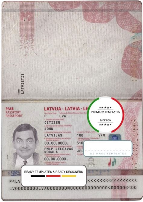 Latvia Passport Template In PSD Format Fully Editable 2015 Present