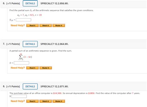 Solved Find The Partial Sum Sn Of The Arithmetic Sequence Chegg
