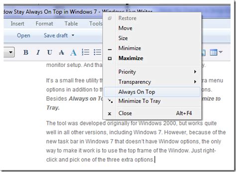 How To Make A Window Stay Always On Top In Windows 7 NEXTOFWINDOWS