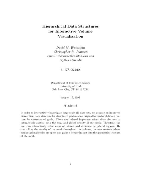 hierarchical data structures for interactive volume visualization david m weinstein