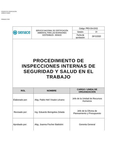 PDF PROCEDIMIENTO DE INSPECCIONES INTERNAS DE SEGURIDAD Y DOKUMEN TIPS