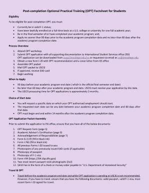 Fillable Online Post Completion Optional Practical Training OPT