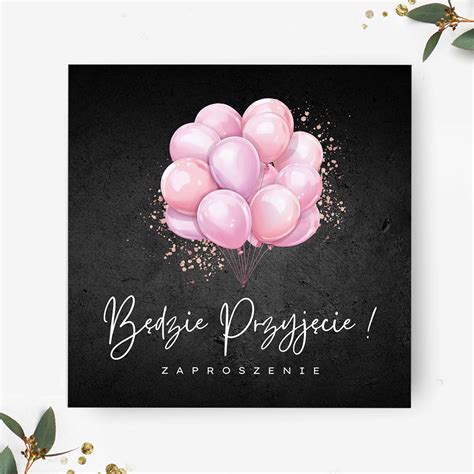 Zaproszenie Urodzinowe Kwadratowe Pinki Paperstudio Papeteria
