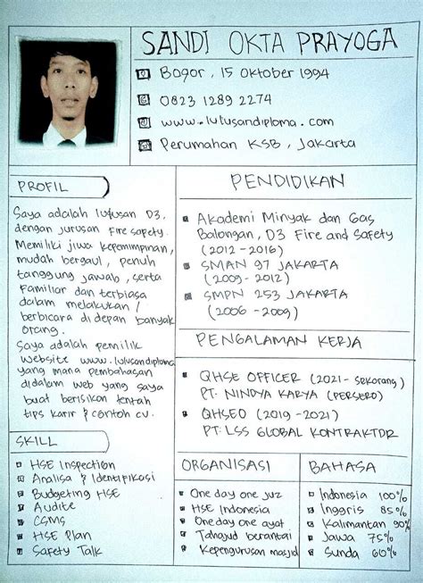 Contoh Cv Lamaran Kerja Yang Menarik Dengan Tulis Tangan BikinCV