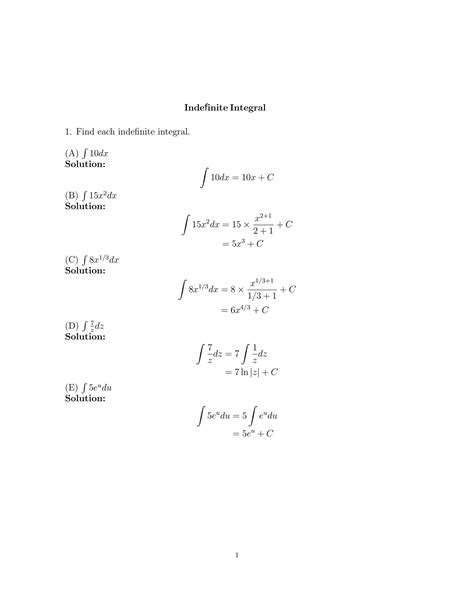 SOLUTION Indefinite Integral Studypool