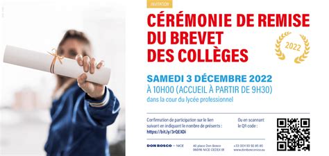Remise des diplômes du Brevet des collèges 2022 Don Bosco Nice