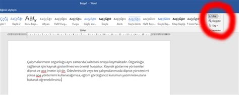 Word Kelime Sözcük Değiştirme