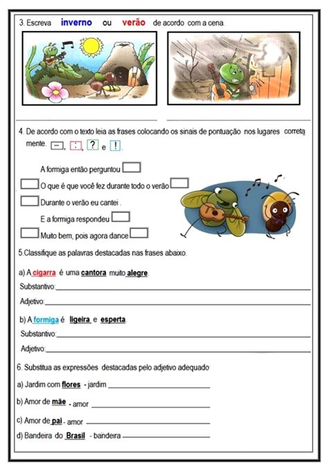 Sequência didática A cigarra e a formiga Sequência didática
