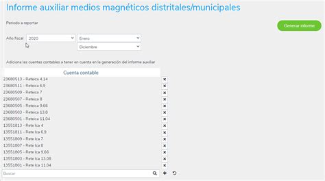 Informe auxiliar medios magnéticos distritales y o municipales Portal