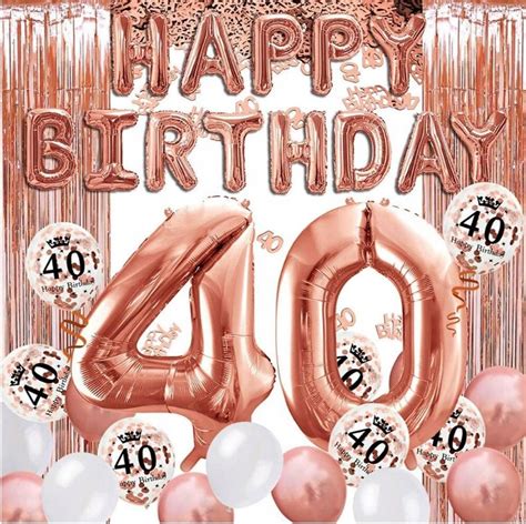 ZESTAW balony rose gold 40 urodziny czterdziestka kurtyna różowe złoto