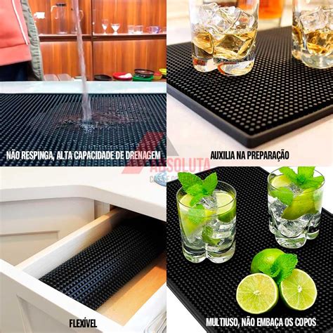 Tapete Escorredor De Copos Louças De Silicone Preparar Drink Absoluta