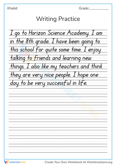 Free Custom Printable Handwriting Worksheet Templates Canva