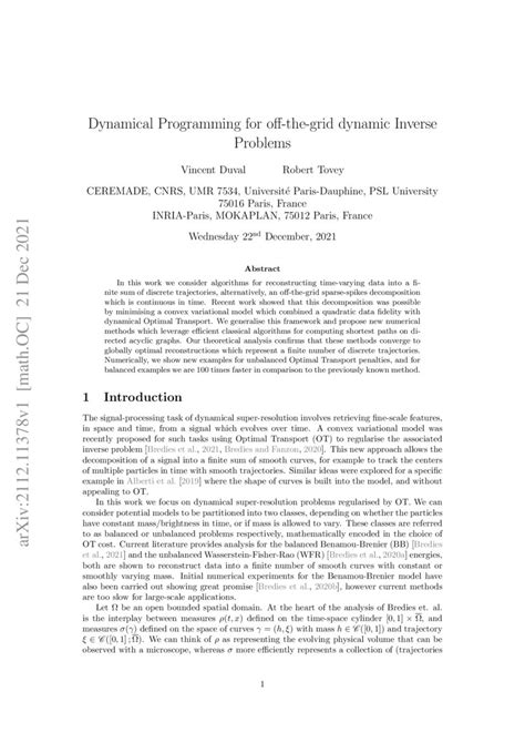 dynamical programming for off the grid dynamic inverse problems deepai