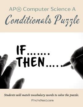 Ap Computer Science A Java Programming Conditionals Vocabulary Puzzle