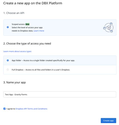 Creating A Custom Dropbox App Gravity Forms Documentation