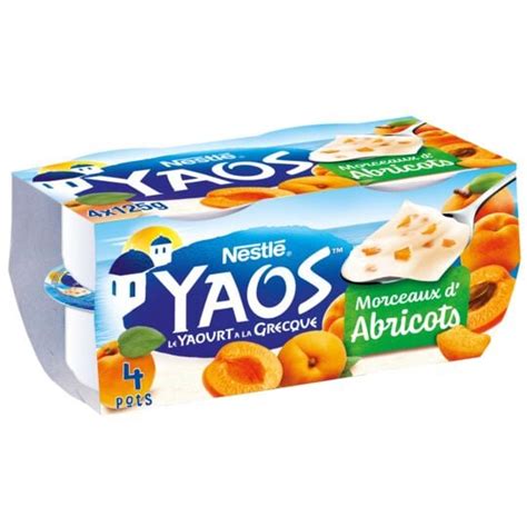 Yaourt À La Grecque Nature Morceaux D Abricot YAOS les 4 pots de 125g