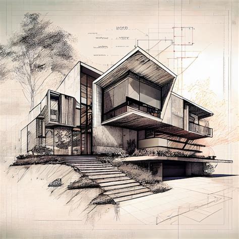 Plano De Plan De Dibujo De Arquitectura De Casa De Lujo Foto Premium