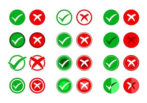 Premium Vector Check Mark And X Mark Icon Check Mark Cross Circle
