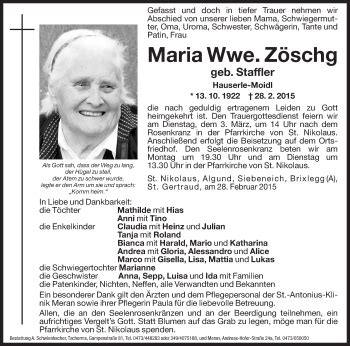 Traueranzeigen Von Maria Z Schg Trauer Bz
