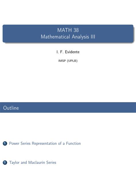 math 38 mathematical analysis iii i f evidente pdf power series real analysis