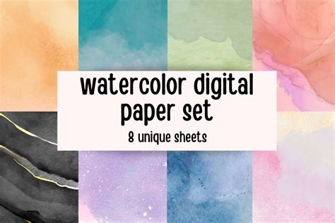 Watercolor Digital Paper Set Of 8 Graphic By Reverie Studio