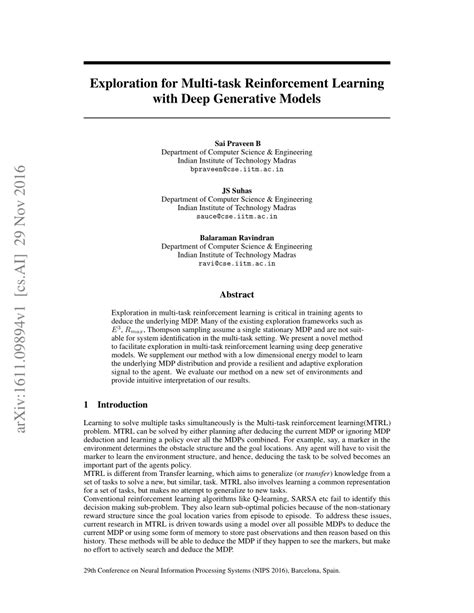 pdf exploration for multi task reinforcement learning with deep generative models