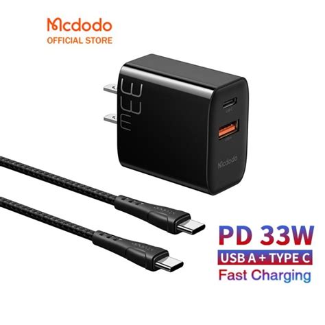 Mcdodo 33W USB A TYPE C Charger Dual Port Fast Charger Cable Set CH
