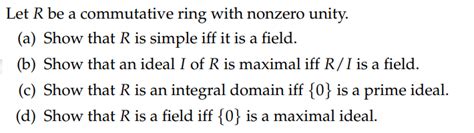 solved let r be a commutative ring with nonzero unity a