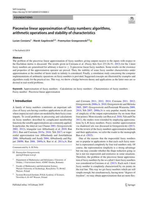 pdf piecewise linear approximation of fuzzy numbers algorithms arithmetic operations and