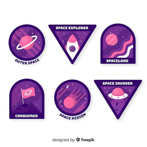 Free Vector Hand Drawn Purple Space Stickers Collection