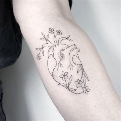 Anatomical Heart With Flowers Tattoo Meaning Best Flower Site