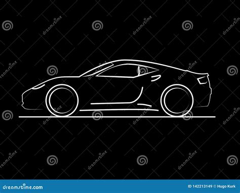 Bosquejo Del Dibujo Lineal De La Vista Lateral Del Coche Ilustración