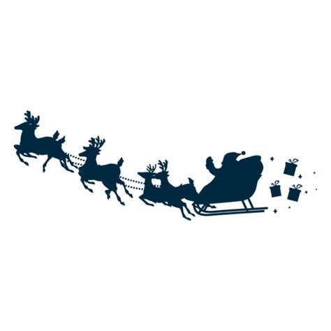 Diseño PNG Y SVG De Santa Claus Trineo Trineo Regalo Ciervos Silueta