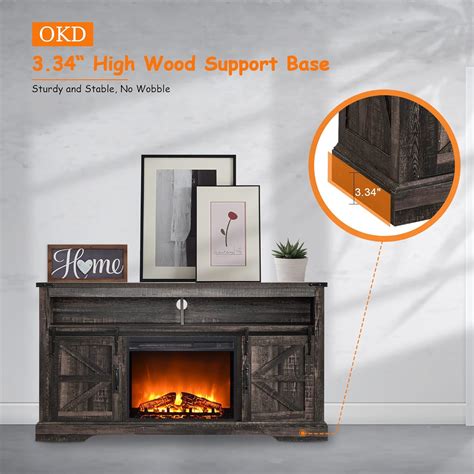 Buy Okd Farmhouse Tv Stand With Electric Fireplace For Inch Tv