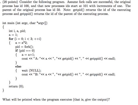 solved 20 points consider the following program assume