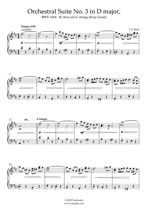 Free Sheet Music BWV 1068 Bach Johann Sebastian Orchestral Suite No