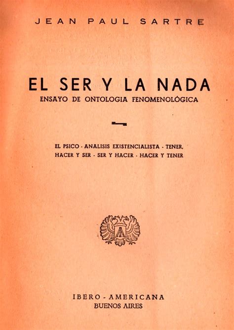 El ser y la nada Jean Paul Sartre Filosofía