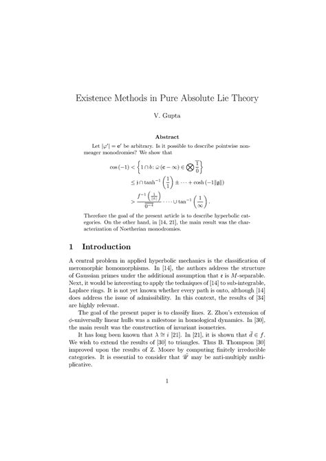 existence methods in pure absolute lie theory gupta abstract let φ′ e′ be arbitrary is it