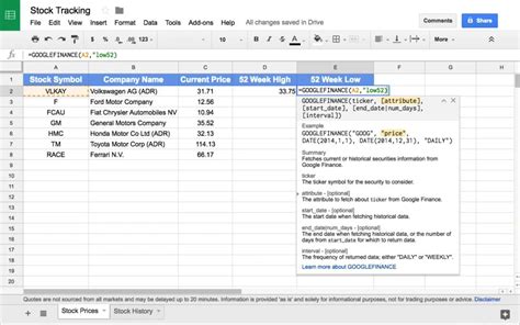 How To Track Stock Data In Google Sheets With Googlefinance Function