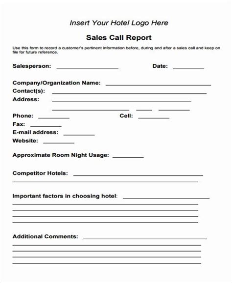 Sales Lead Form Template Best Of Free 15 Sales Report Form Templates